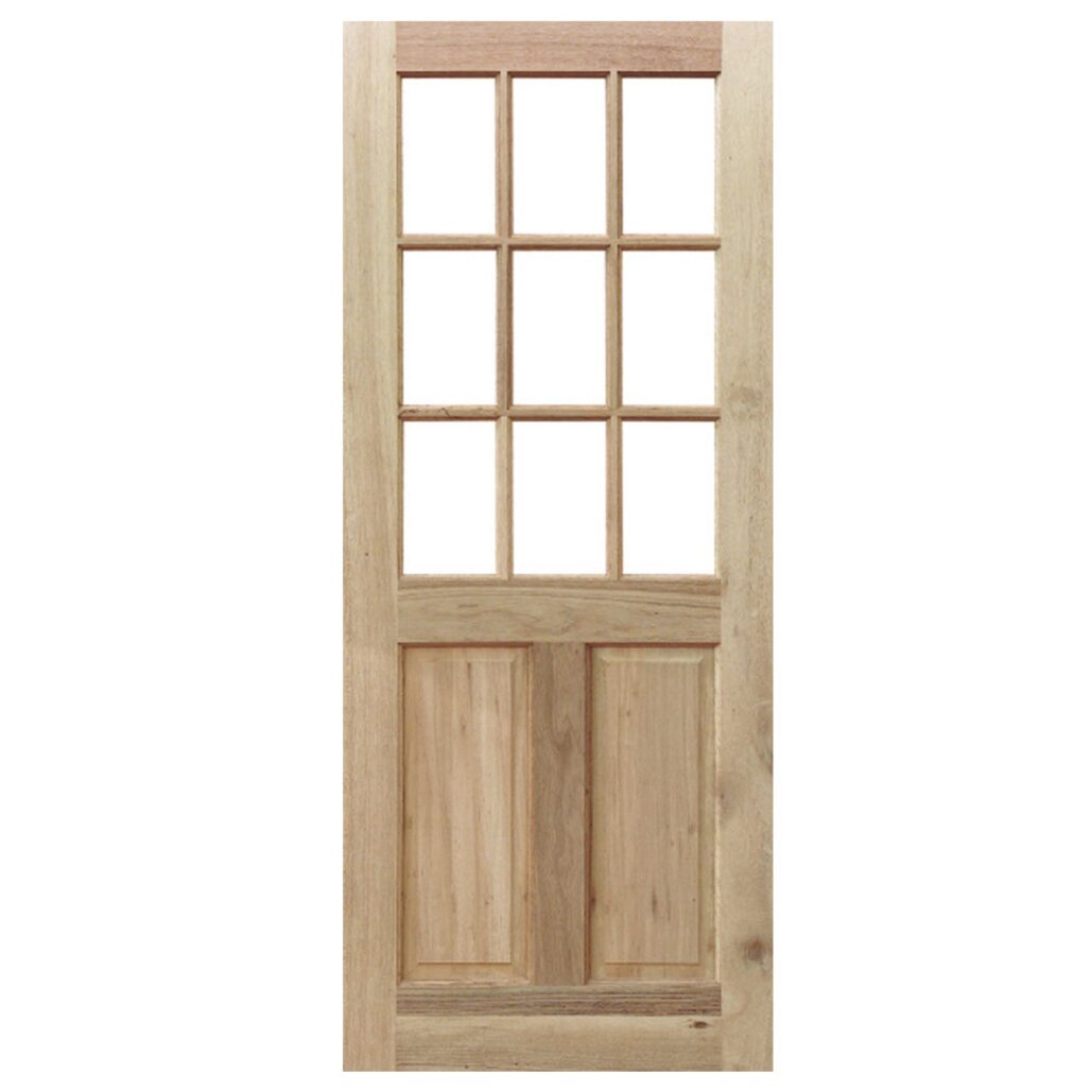 9 Pane Top & 2 Solid Panel Bottom Door – Meranti – 813 x 2032 (Supplied ...